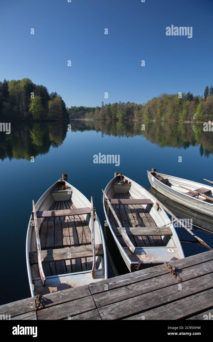 geography / travel, Germany, Bavaria, Bad Endorf, rowboats at ...