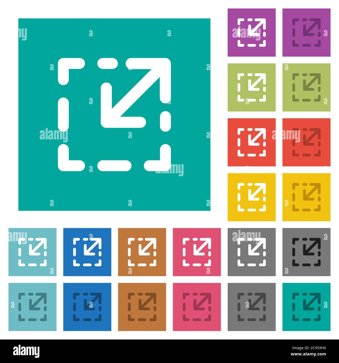 Resize element multi colored flat icons on plain square backgrounds ...