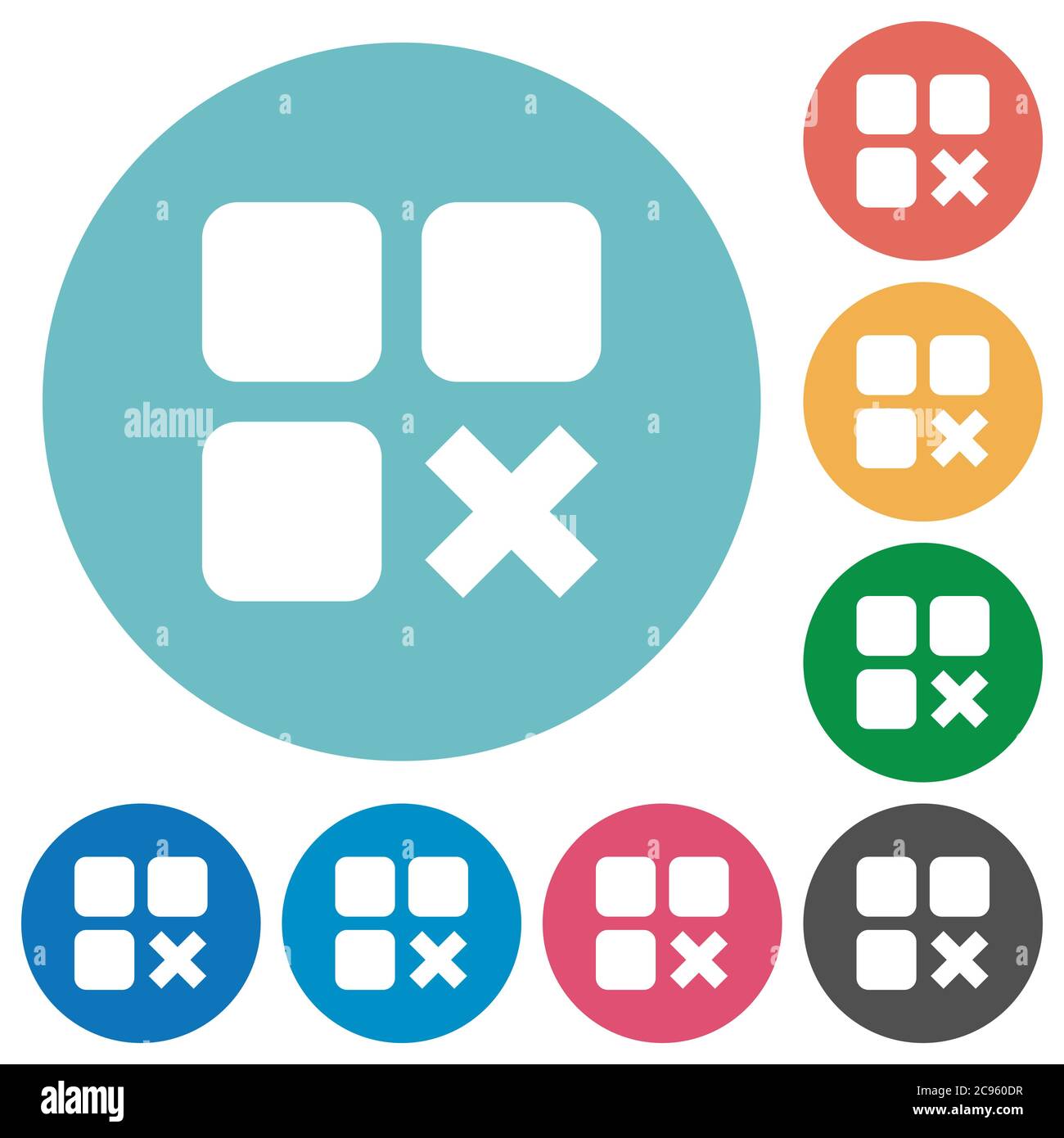 Component cancel flat white icons on round color backgrounds Stock ...