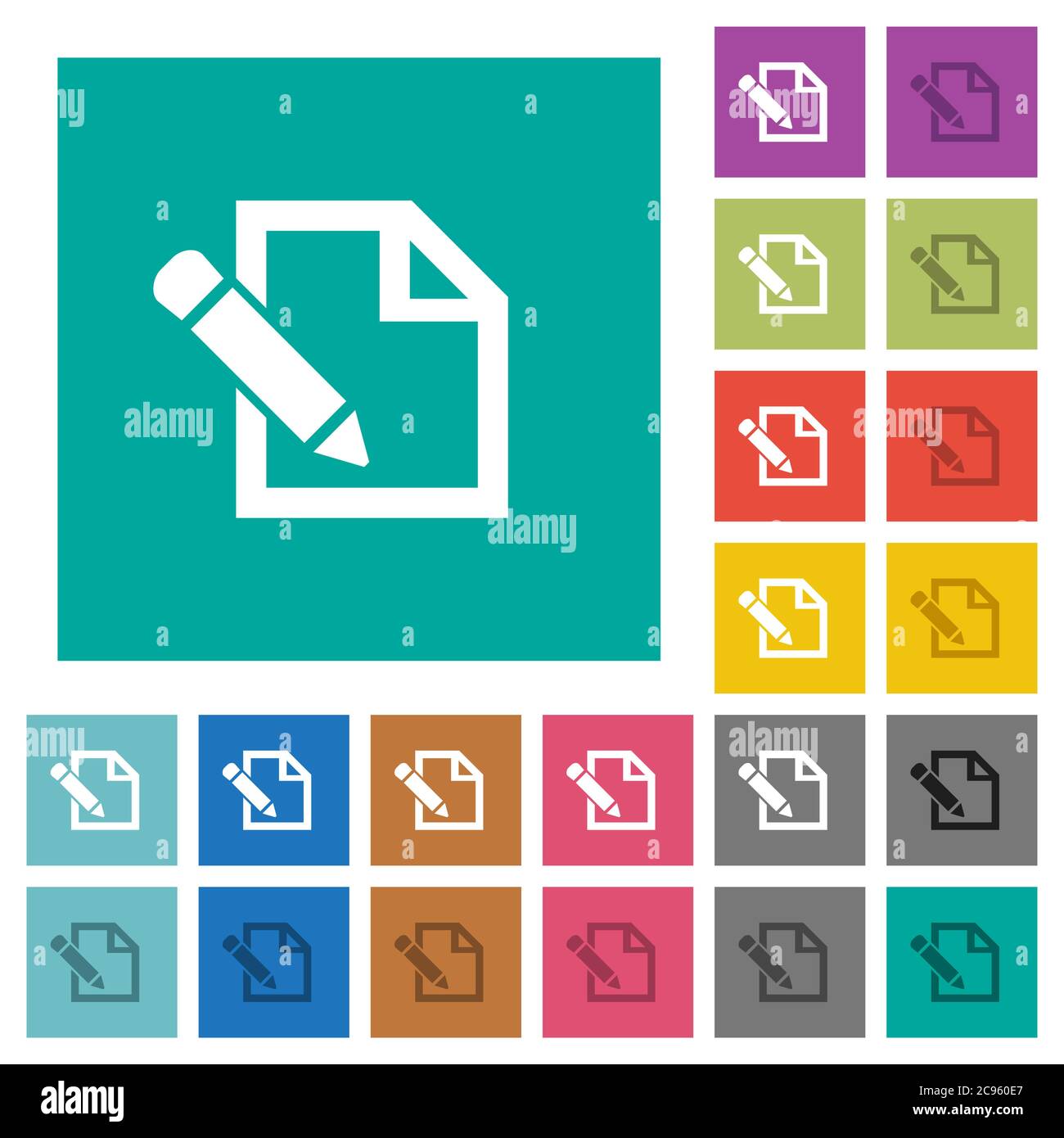 Edit with pencil multi colored flat icons on plain square backgrounds ...