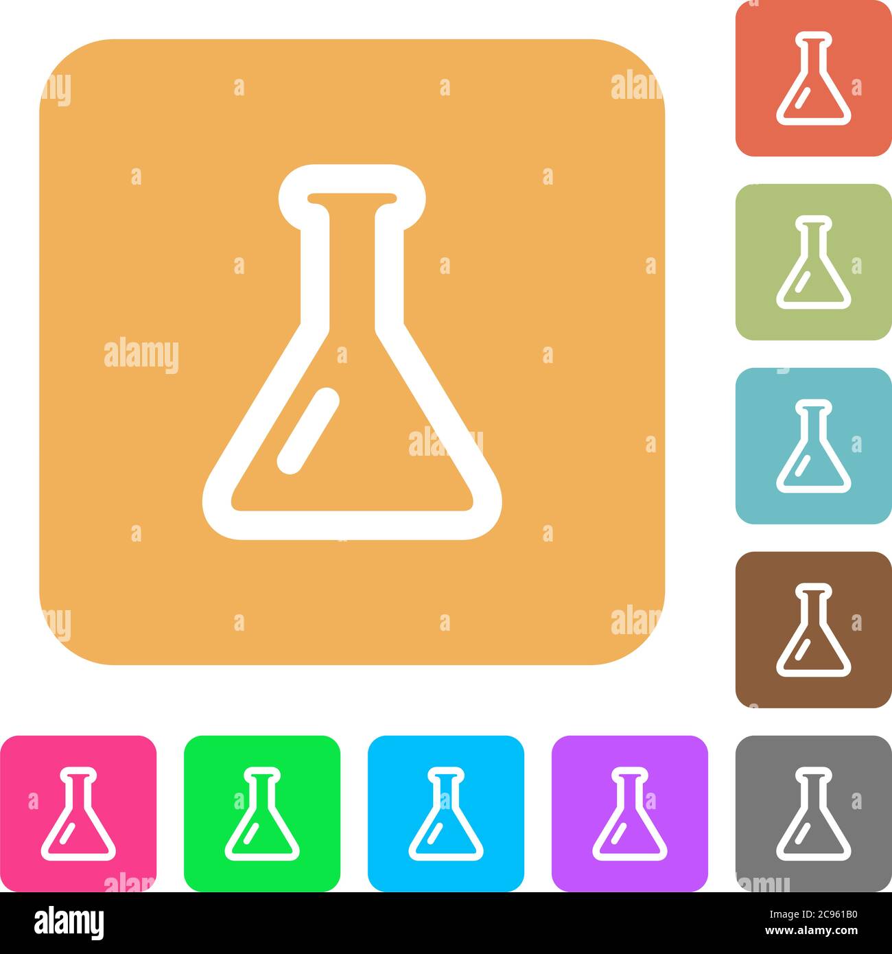 Empty flask flat icons on rounded square vivid color backgrounds Stock Vector Image & Art - Alamy