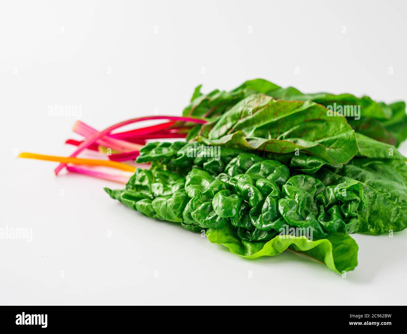 Bunch of swiss chard leafves isolated on white background. Fresh swiss ...