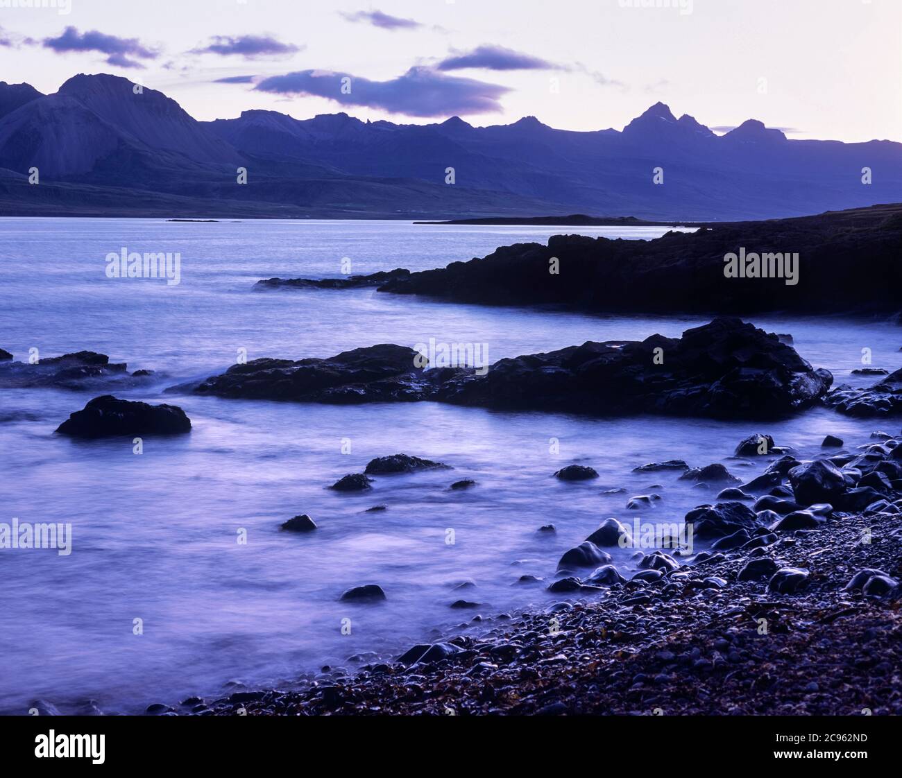 geography / travel, Iceland, sea surf during evening mood in the ...