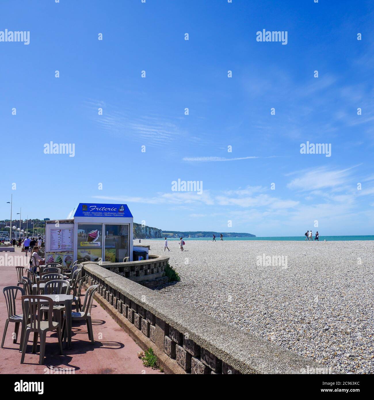 Fast-food, ice-cream and cold drink stand, Dieppe beach, Dieppe, Seine ...