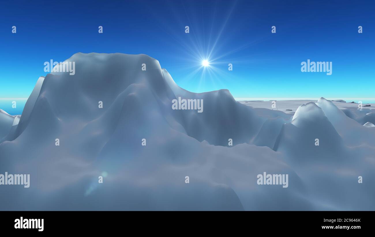 Ice berg on see, 3d render illustration Stock Photo - Alamy