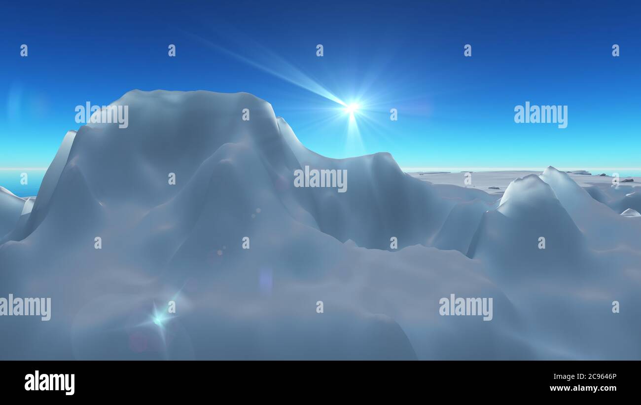 Ice berg on see, 3d render illustration Stock Photo - Alamy