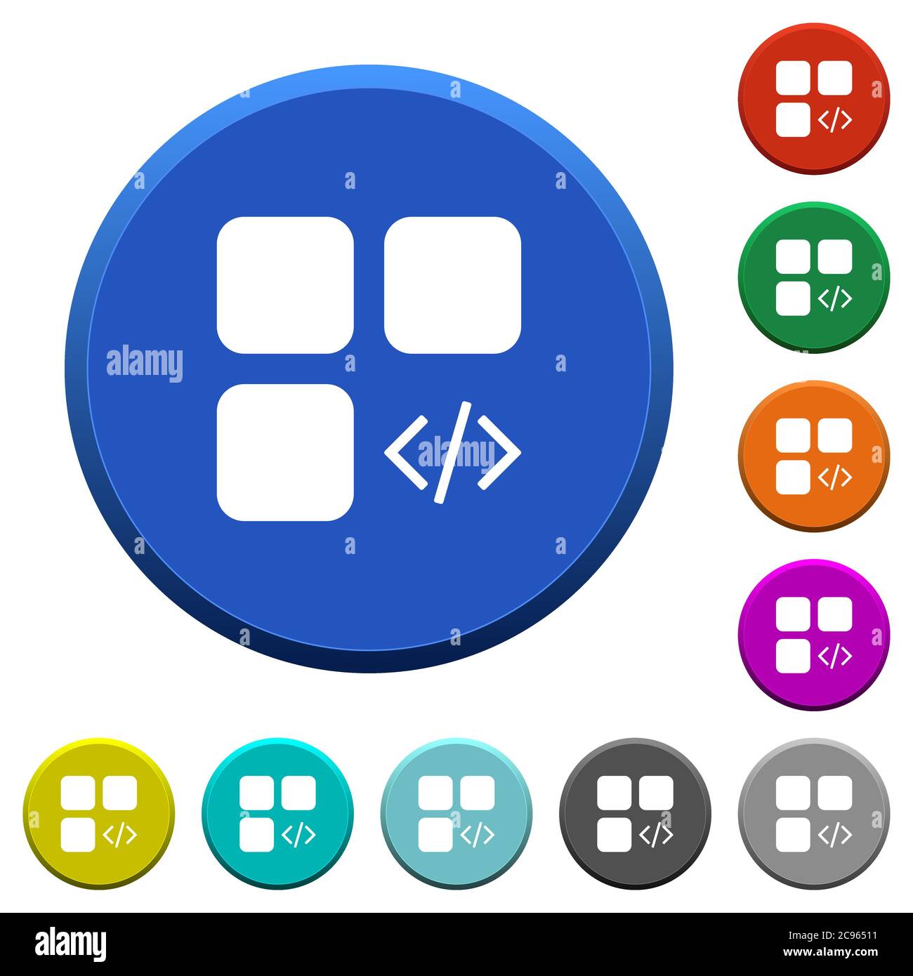 Component programming round color beveled buttons with smooth surfaces ...