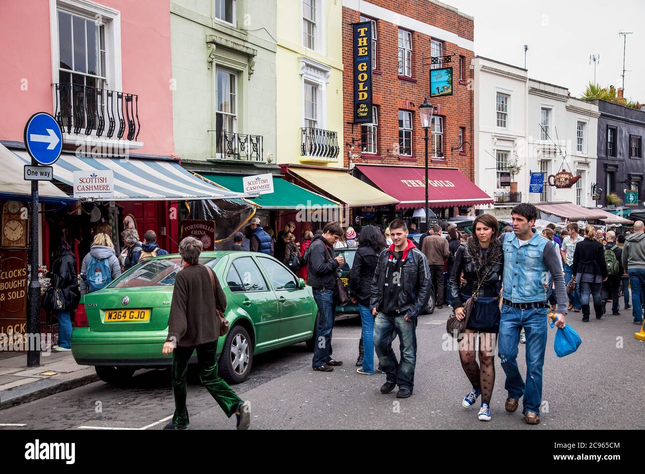 London, Great Britain - Street scene at the market in Portobello Road ...