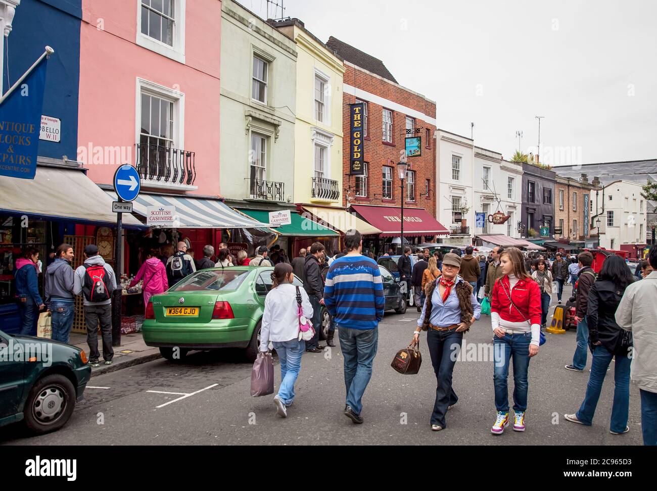 London, Great Britain - Street scene at the market in Portobello Road ...