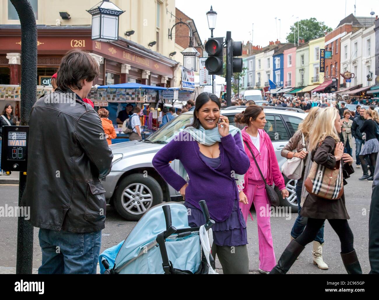 London, Great Britain - Street scene at the market in Portobello Road ...