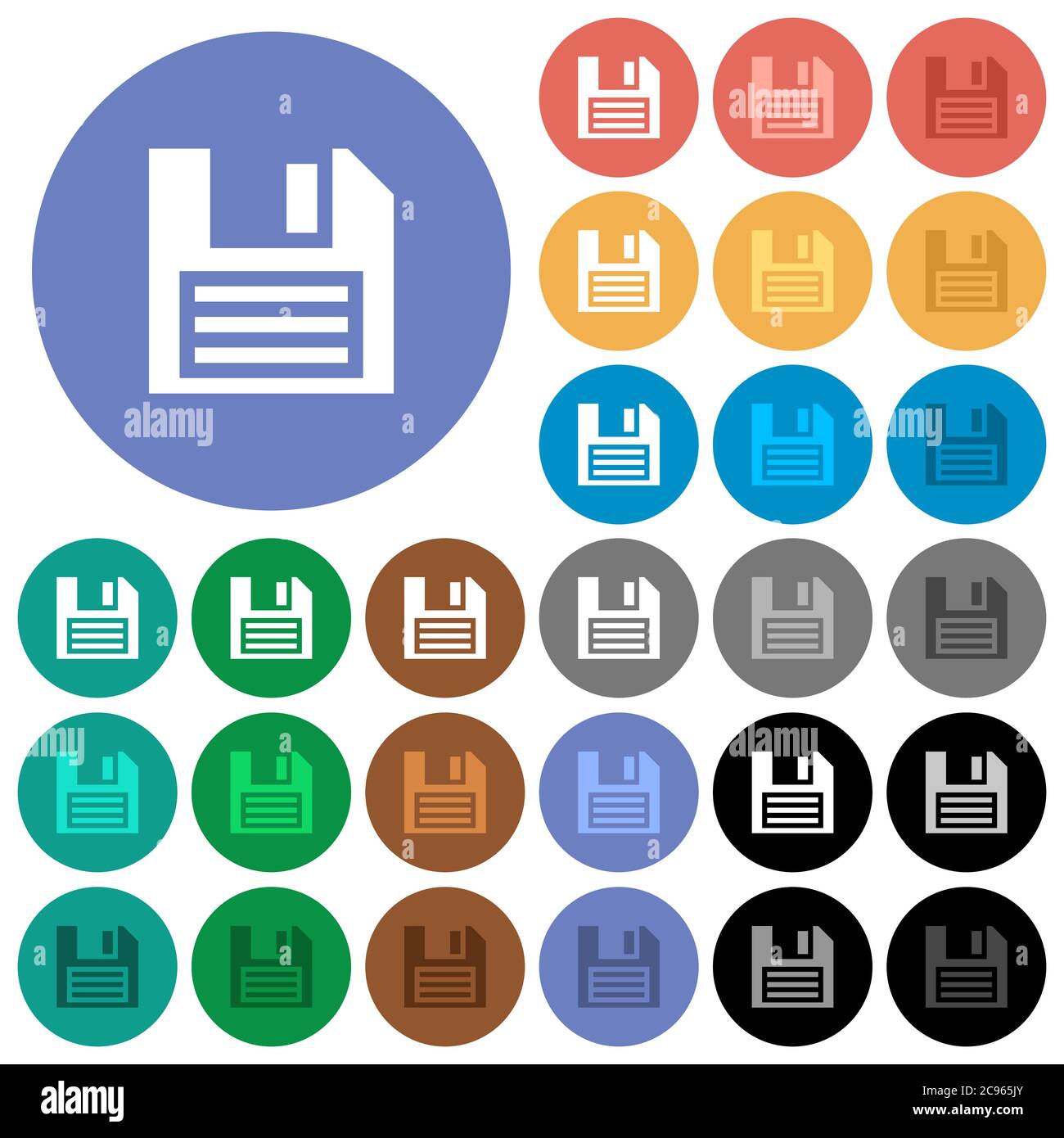 Floppy disk multi colored flat icons on round backgrounds. Included ...