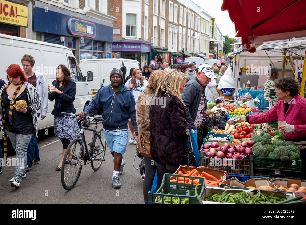 London, Great Britain - Street scene at the market in Portobello Road ...