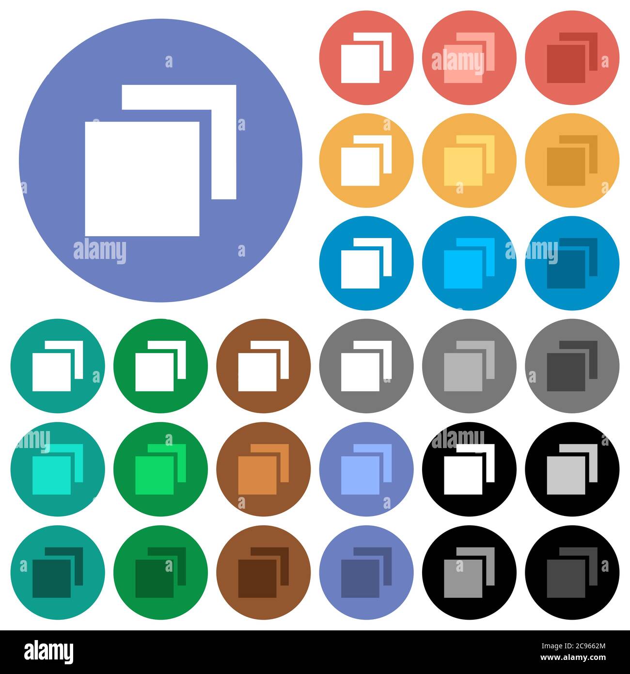 Overlapping elements multi colored flat icons on round backgrounds ...