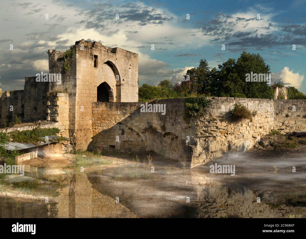 Brunet Gate medieval castle city gate in Saint Emilion France Stock ...