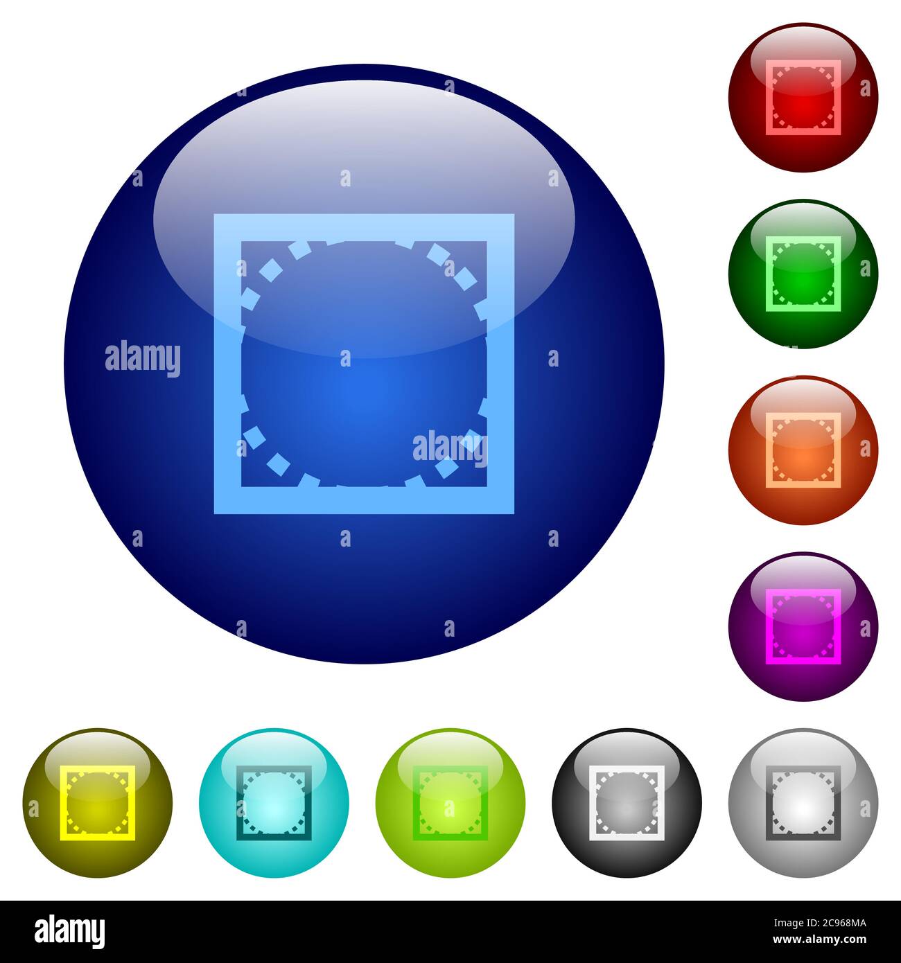 Rounded corner settings icons on round color glass buttons Stock Vector ...