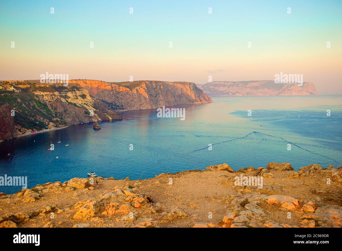 Beautiful seascape. Amazing composition of nature with mountains and ...