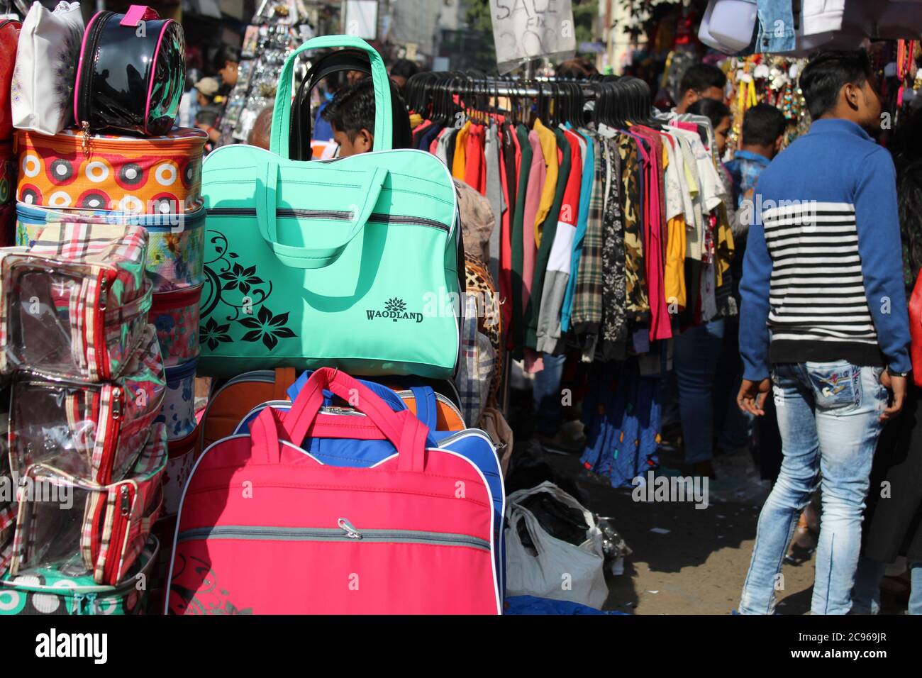 Kolkata, West Bengal/India - December 29, 2019: Variety of Bags selling ...