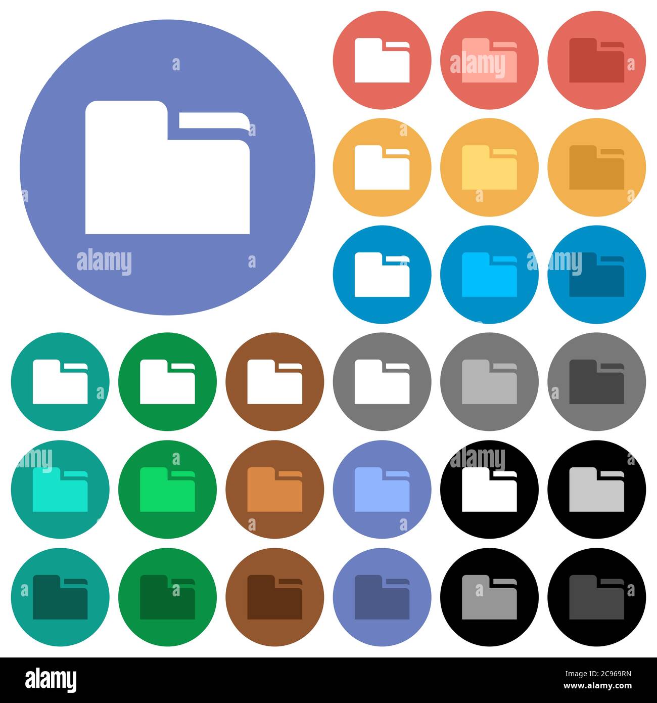 Tab folder multi colored flat icons on round backgrounds. Included ...