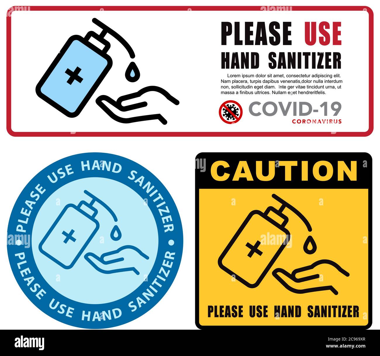 Use Hand Sanitizer sign vector Illustration, Content - Please use hand ...