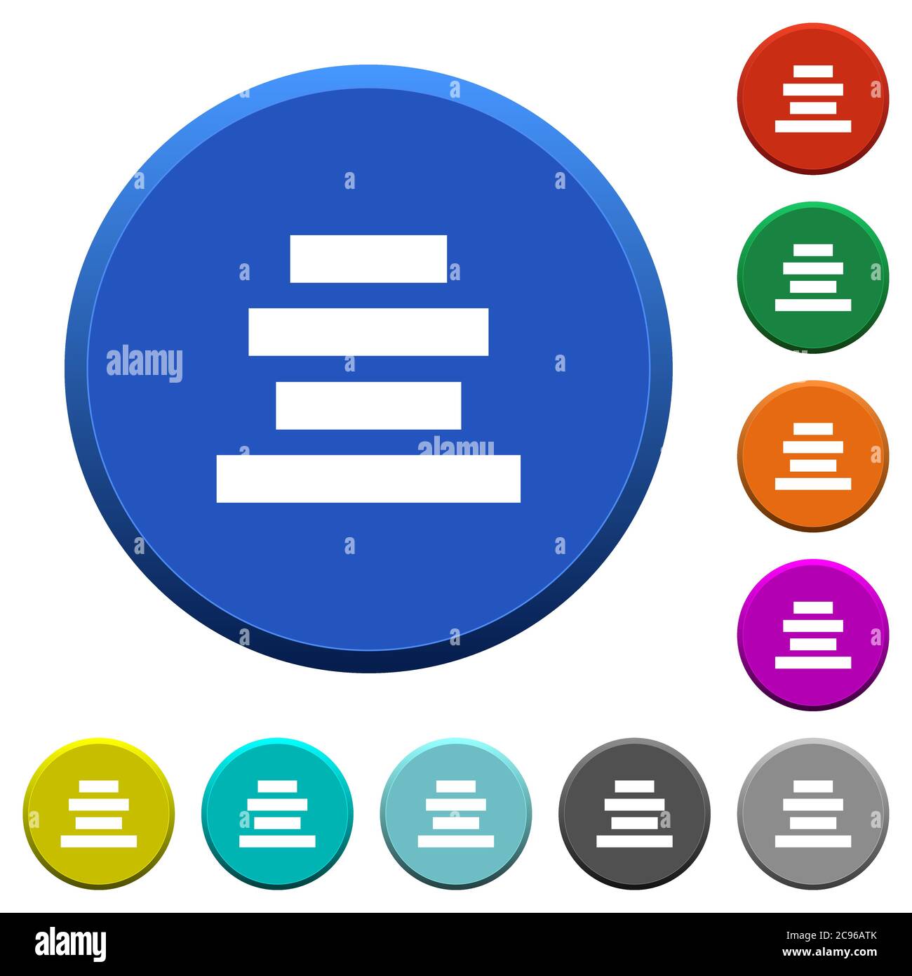 Text align center round color beveled buttons with smooth surfaces and ...