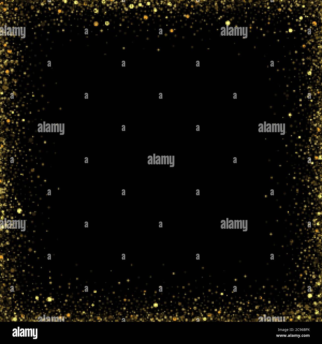 Gold glitter background. Gold frame sparkles on black background.Gold ...