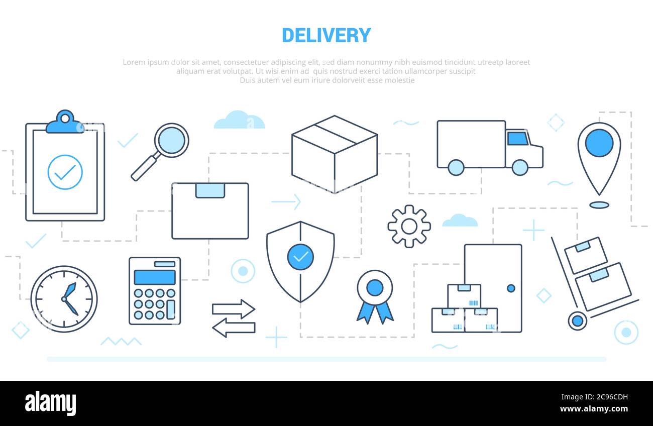 delivery shipping business concept with icon line style connected Stock ...