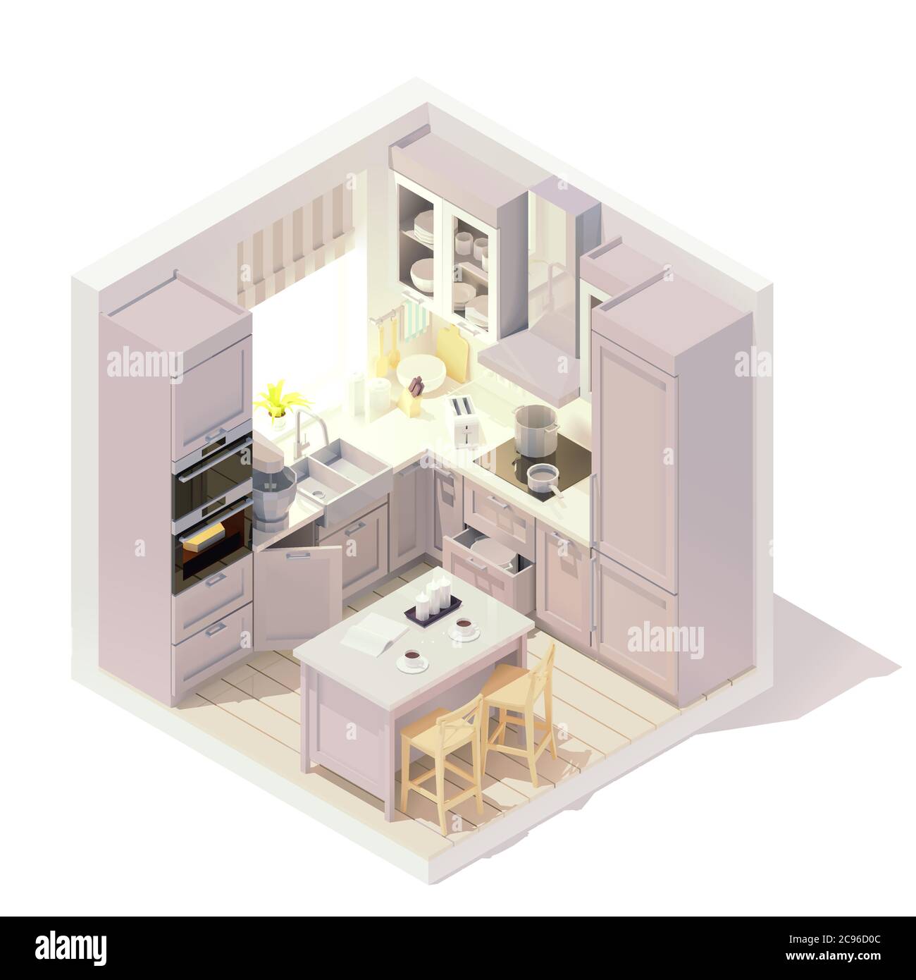 Vector isometric kitchen interior Stock Vector Image & Art - Alamy
