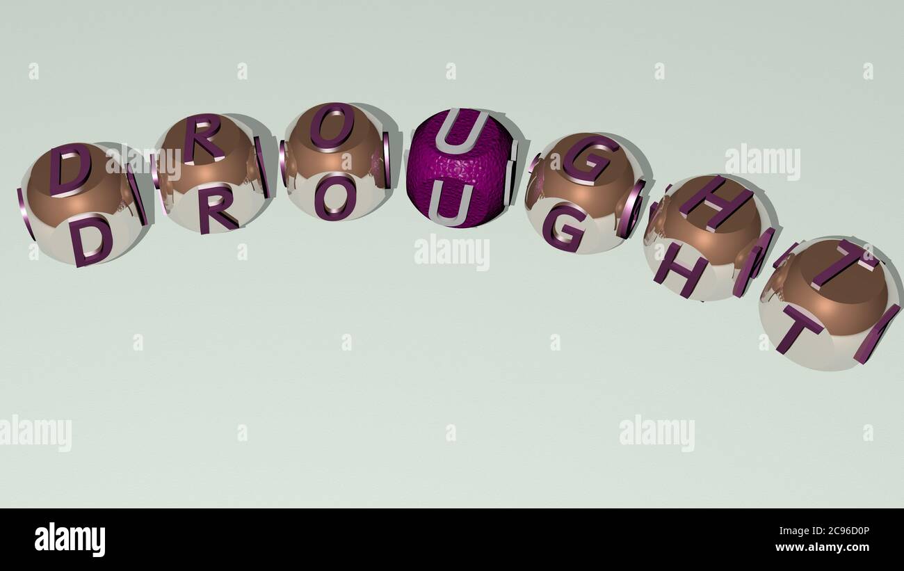 combination of drought built by cubic letters from the top perspective ...