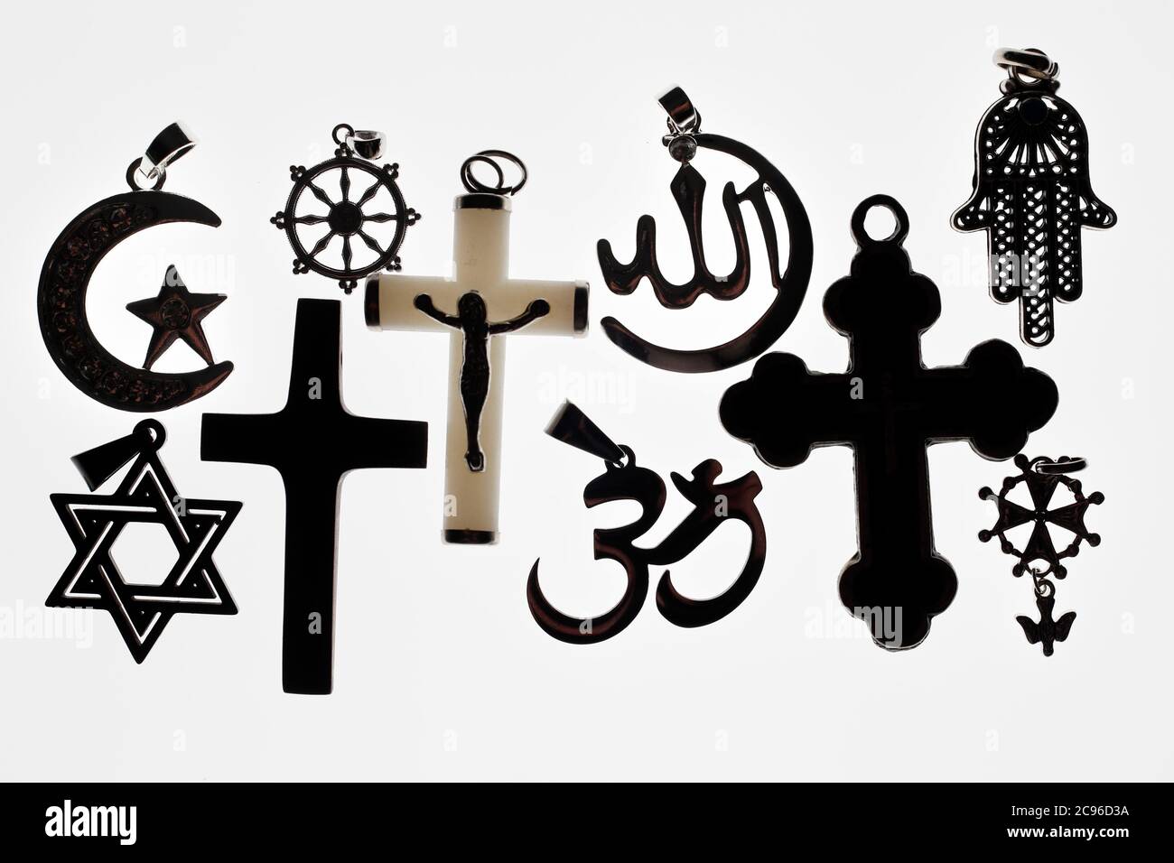 Religious symbols. Christianity, Islam, Judaism, Buddhism and Hinduism ...
