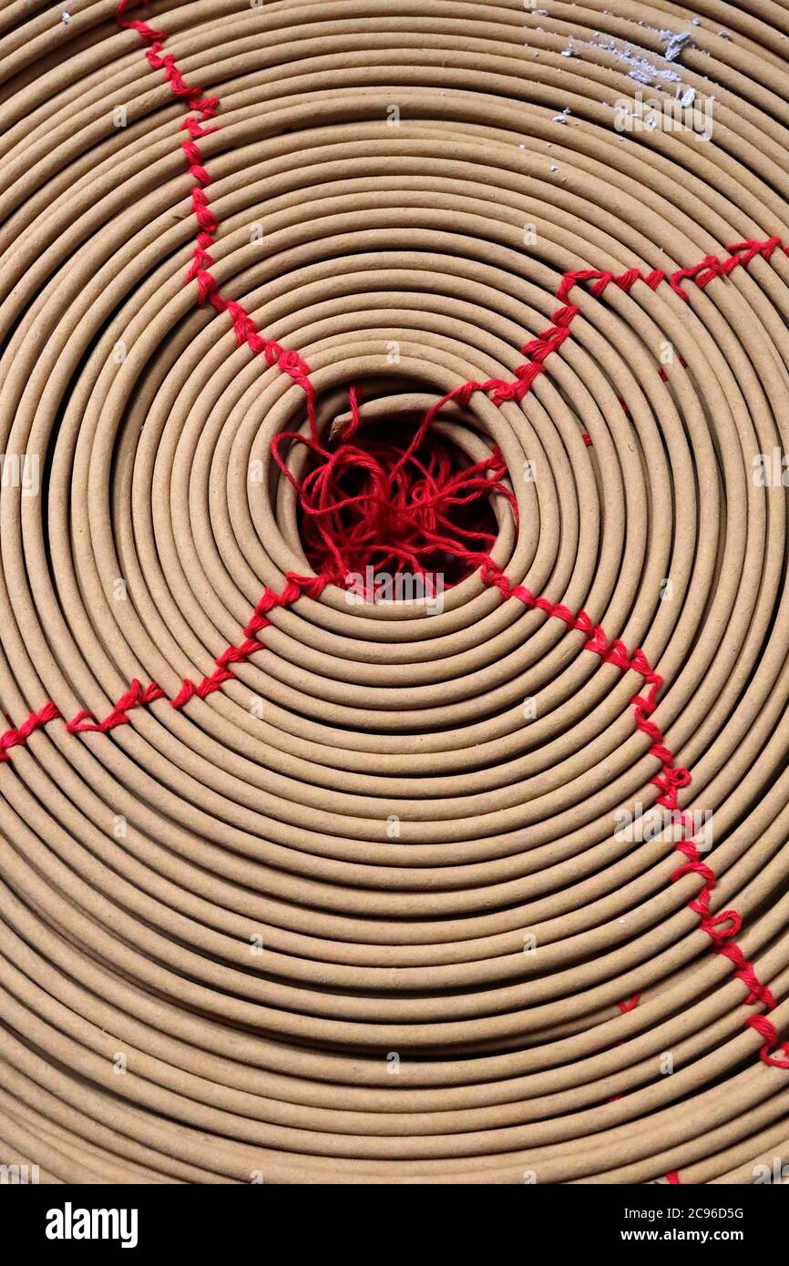 Khanh Van Nam Vien Taoist pagoda. large spiral incense cone to hang ...