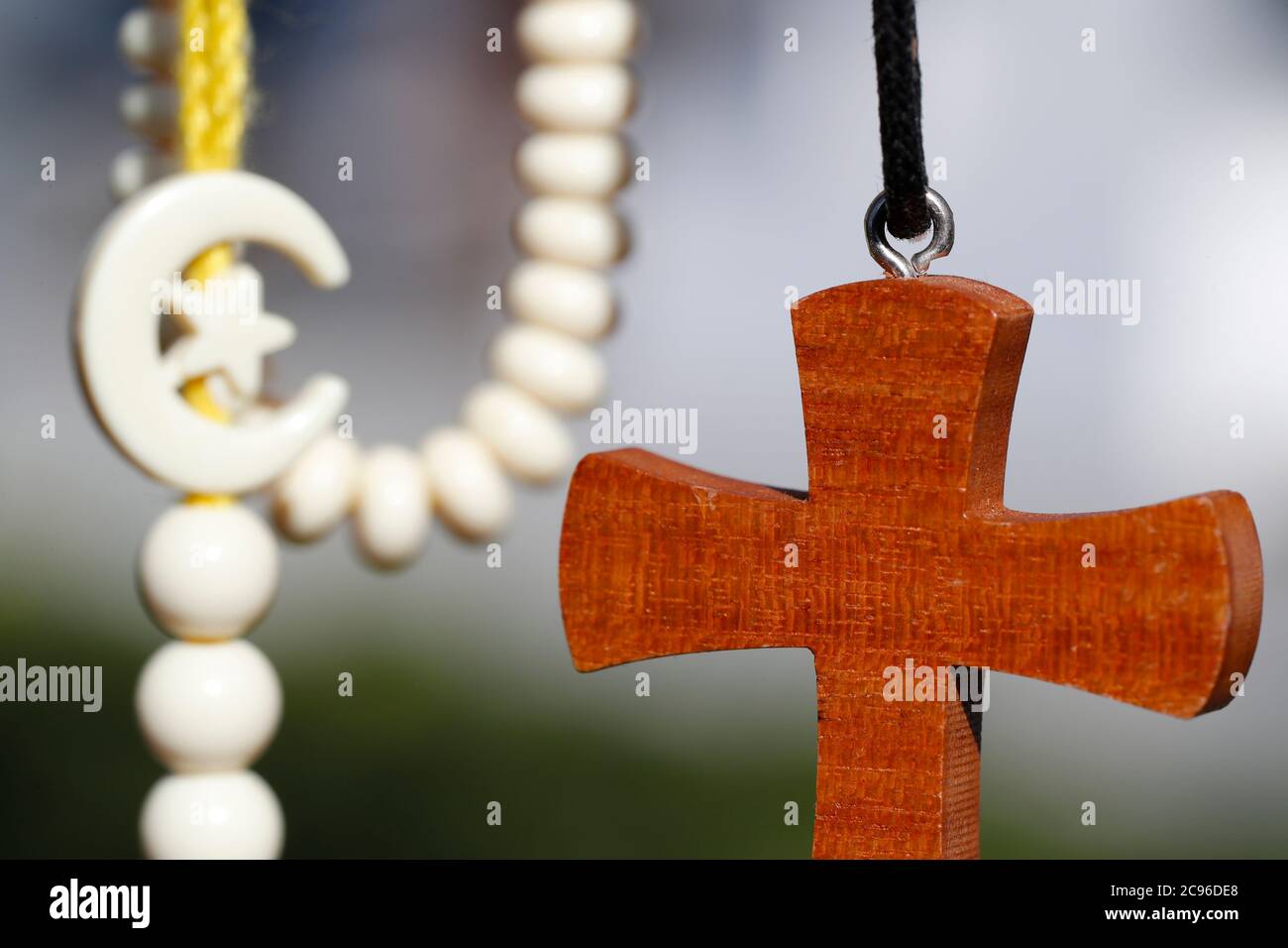 Christianity and Islam 2 monotheistic religions. Christian cross and ...