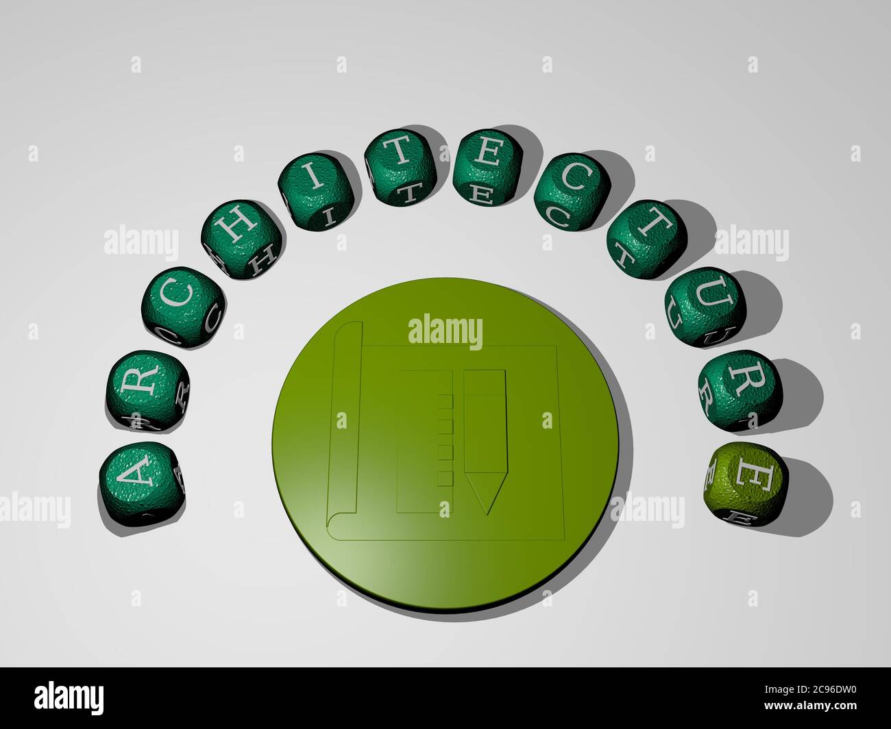 3D graphical image of ARCHITECTURE vertically along with text built ...