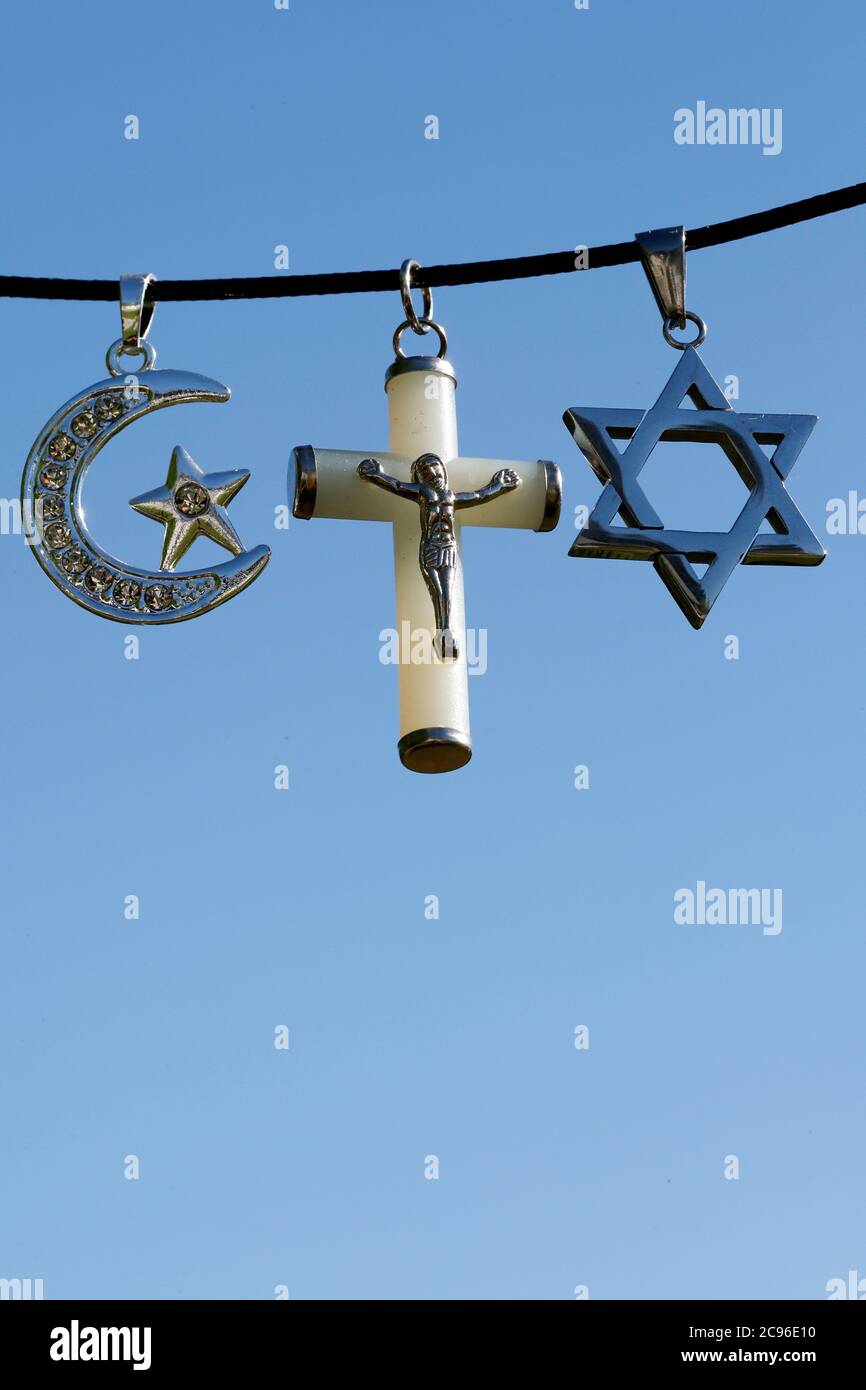 Religious symbols. Christianity, Islam, Judaism 3 monotheistic ...