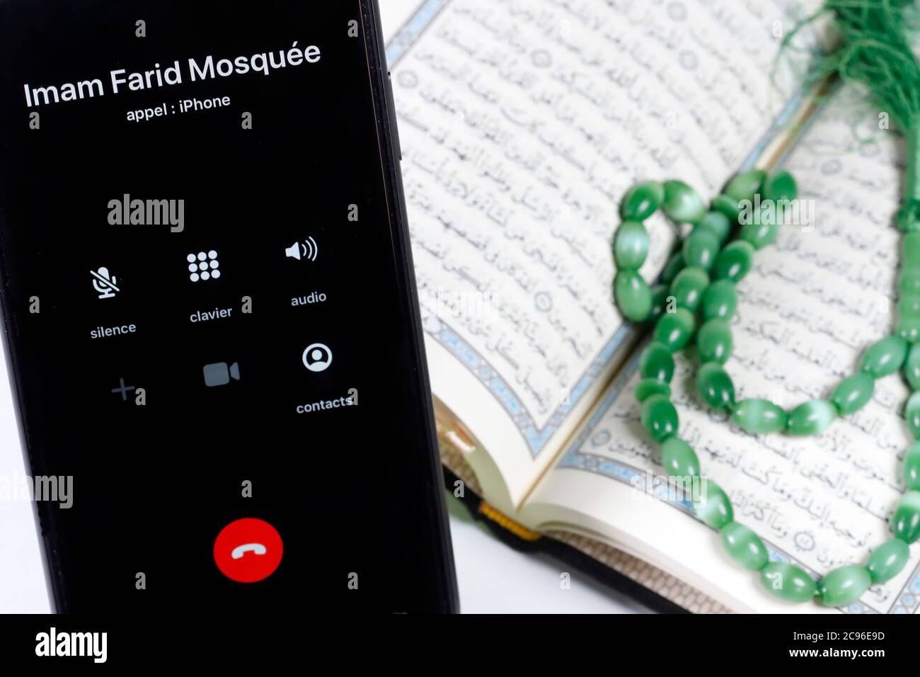 Image on a smartphone. Call to the Imam of the mosque. France Stock ...