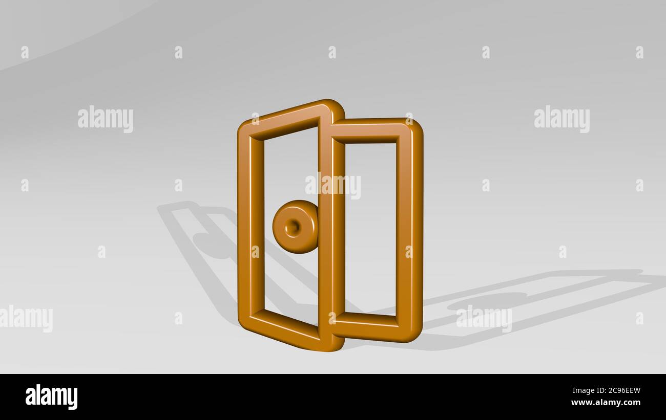 login stand with shadow. 3D illustration of metallic sculpture over a ...