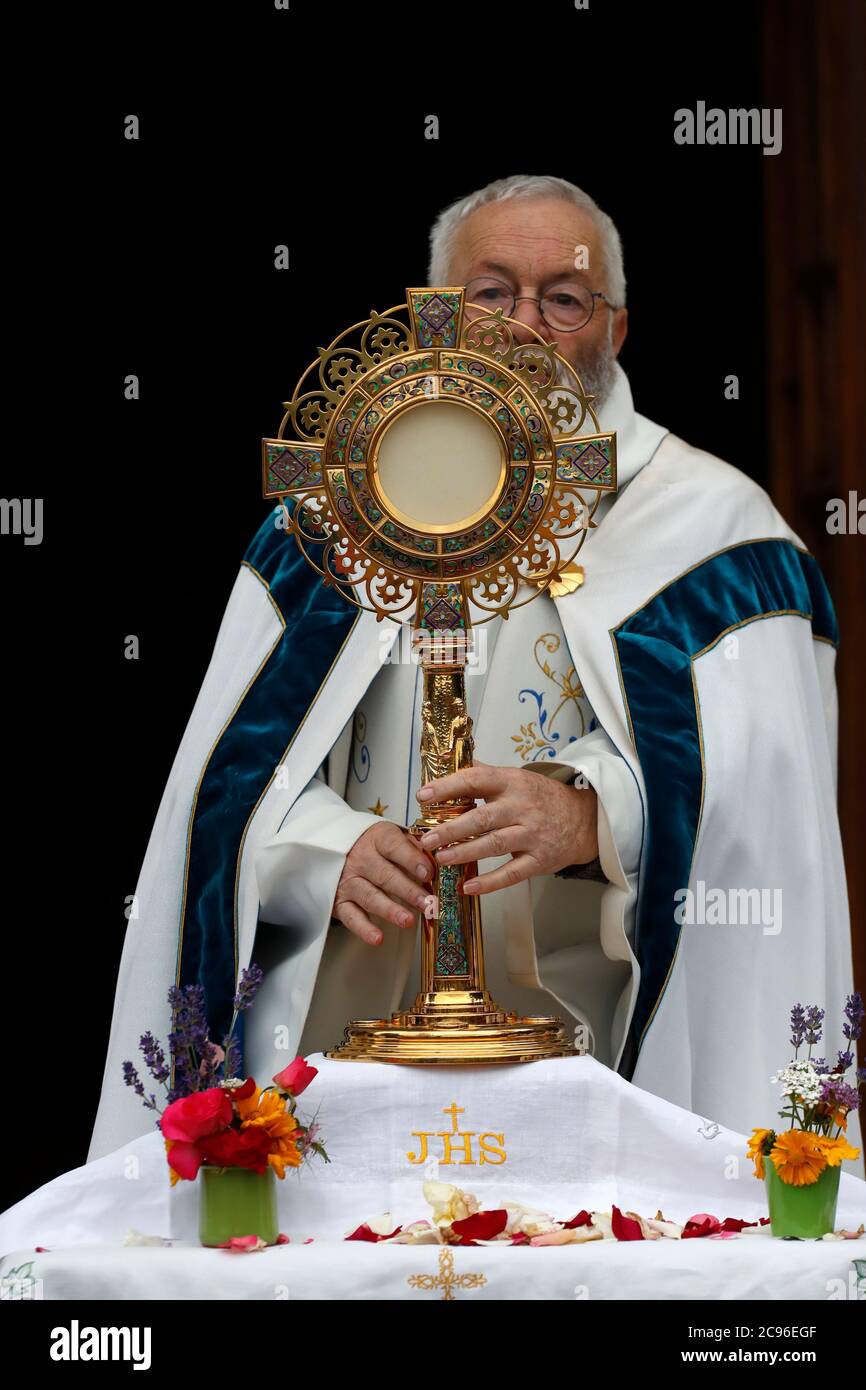 Corpus Christi or Feast of the Blessed Sacrament. Eucharistic adoration ...