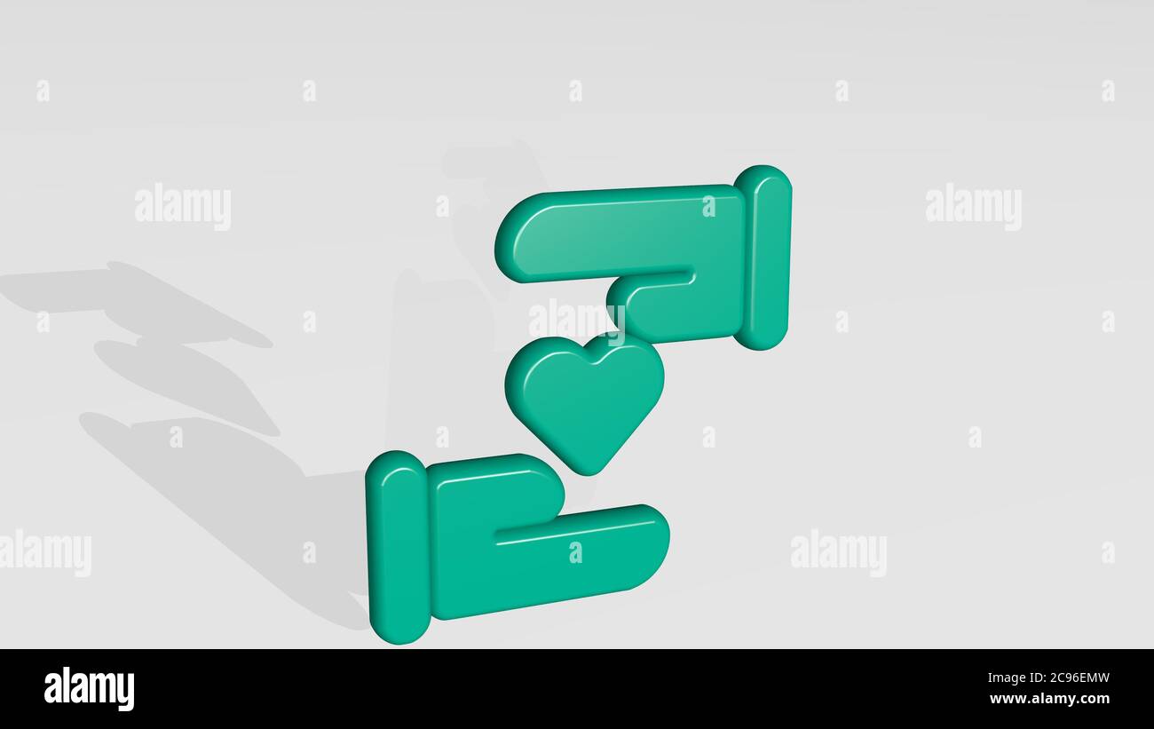 LOVE HEART HANDS HOLD stand with shadow. 3D illustration of metallic ...