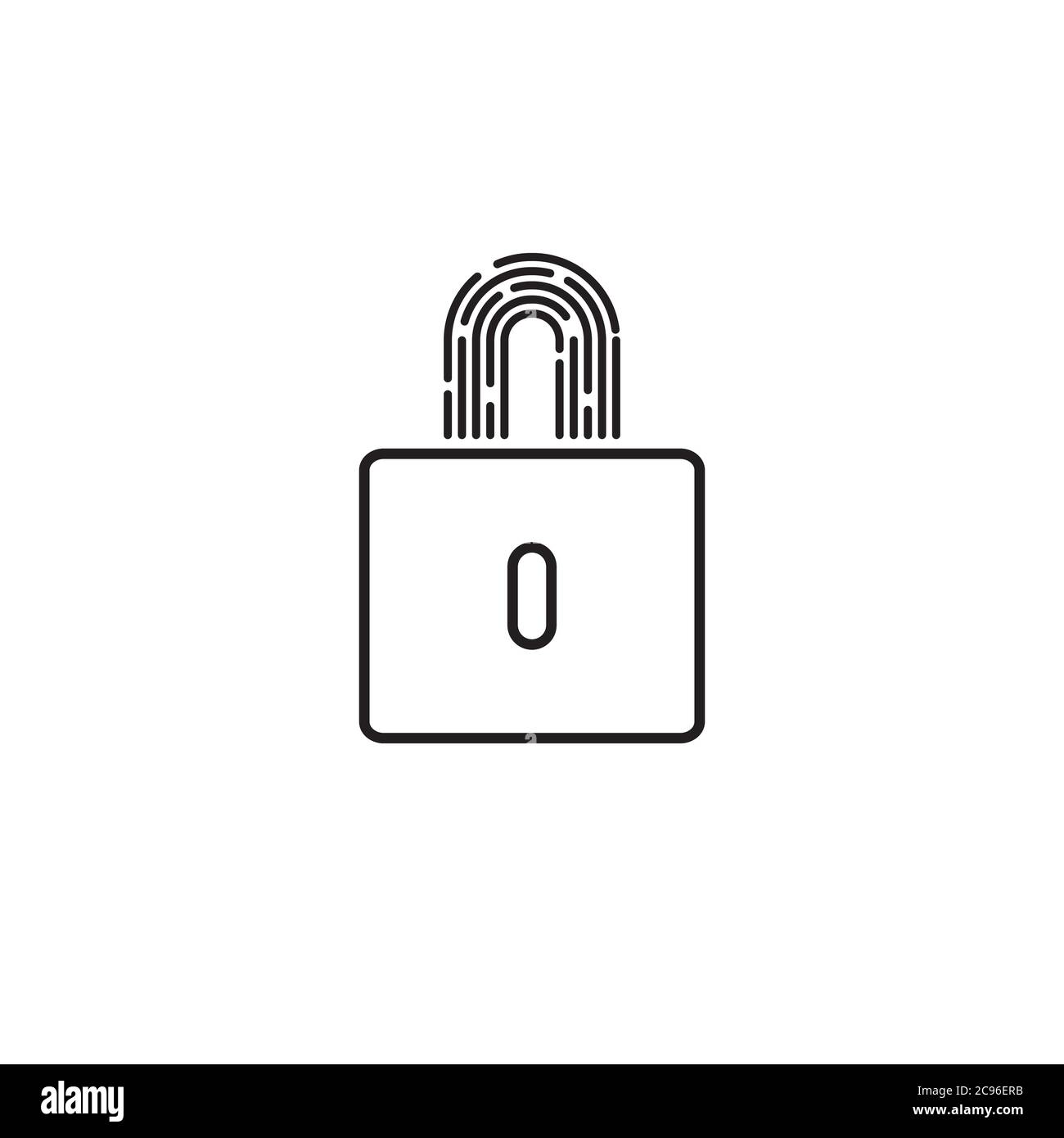 Security abstract minimal line icon with lock and fingerprint Stock Vector Image & Art - Alamy