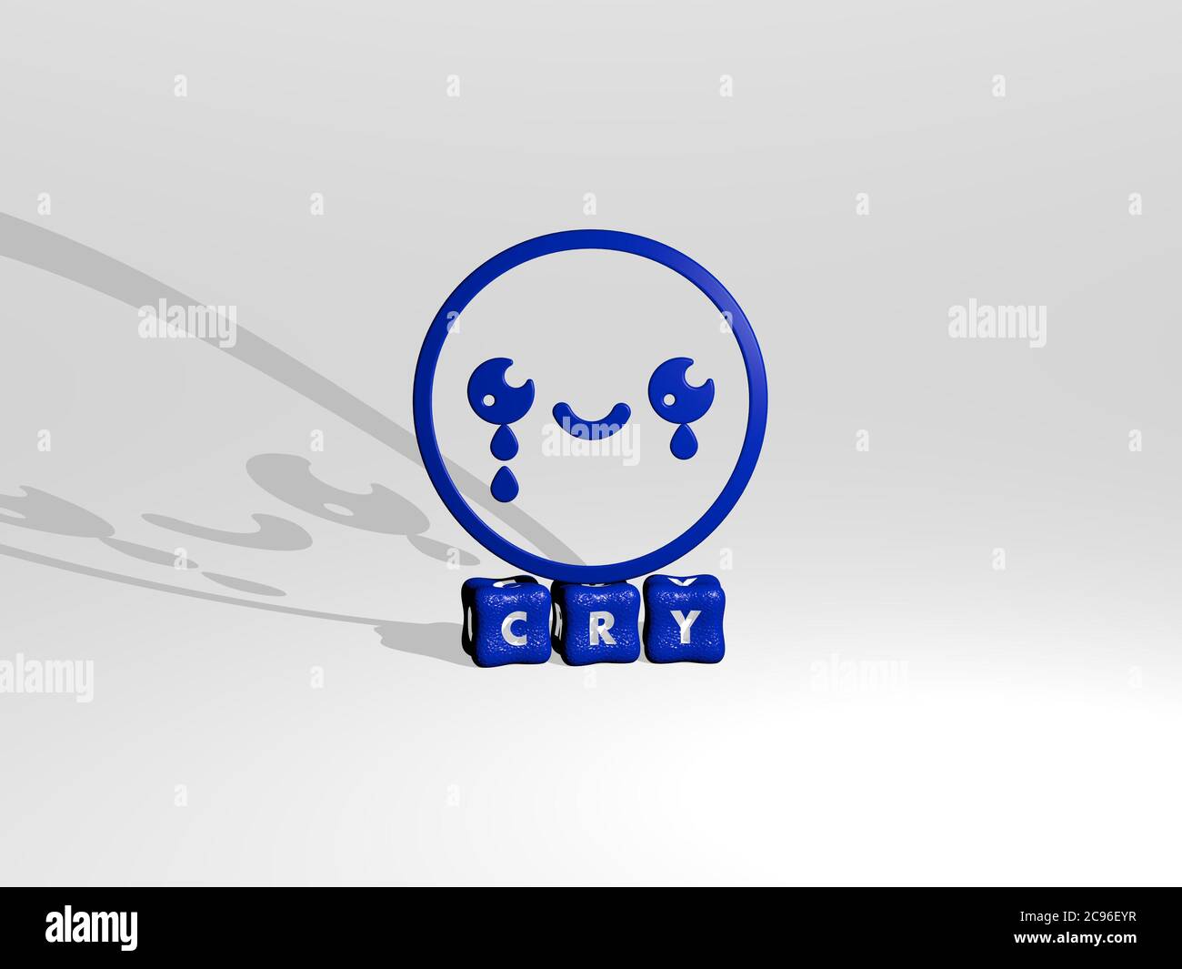 3D graphical image of CRY vertically along with text built by metallic ...