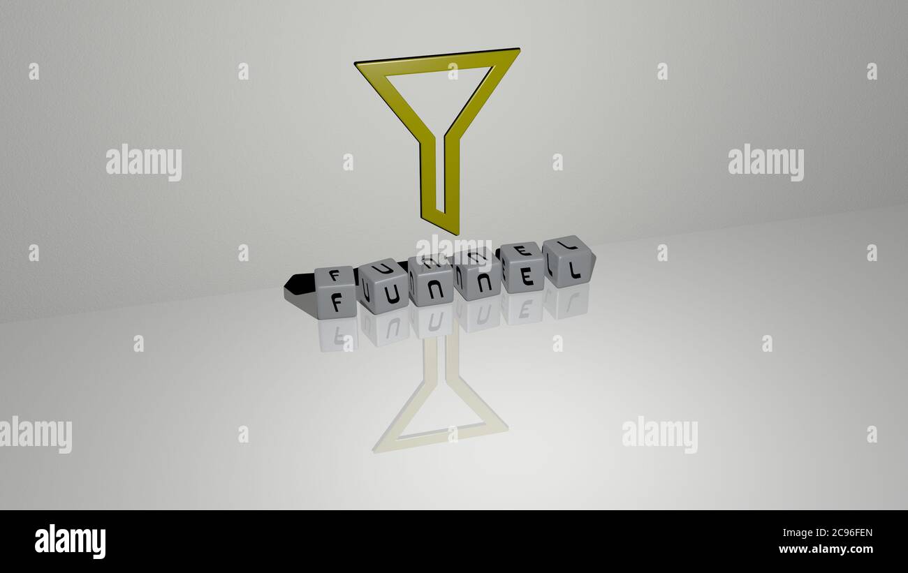 3D representation of FUNNEL with icon on the wall and text arranged by ...