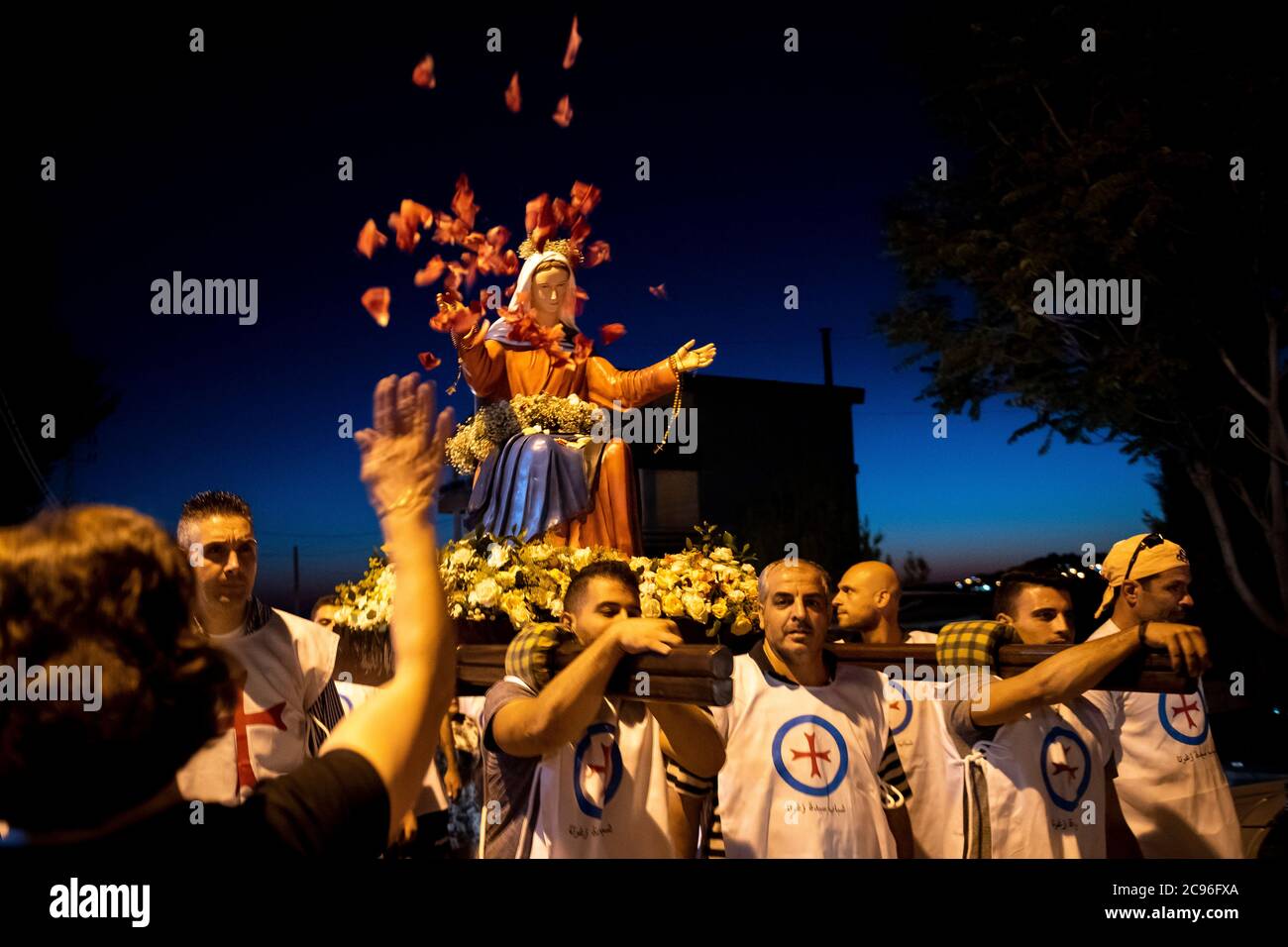 Procession of our lady of Zgharta for the Feast of the Assumption in ...