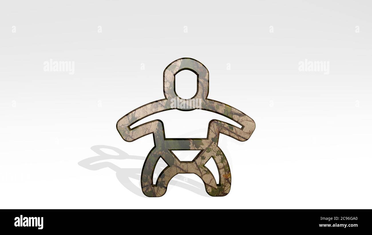 MARTIAL ARTS SUMO casting shadow with two lights. 3D illustration of ...