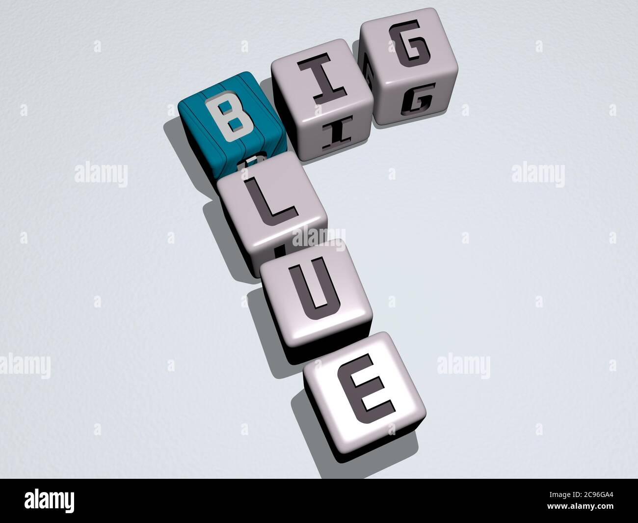 combination of big blue built by cubic letters from the top perspective ...