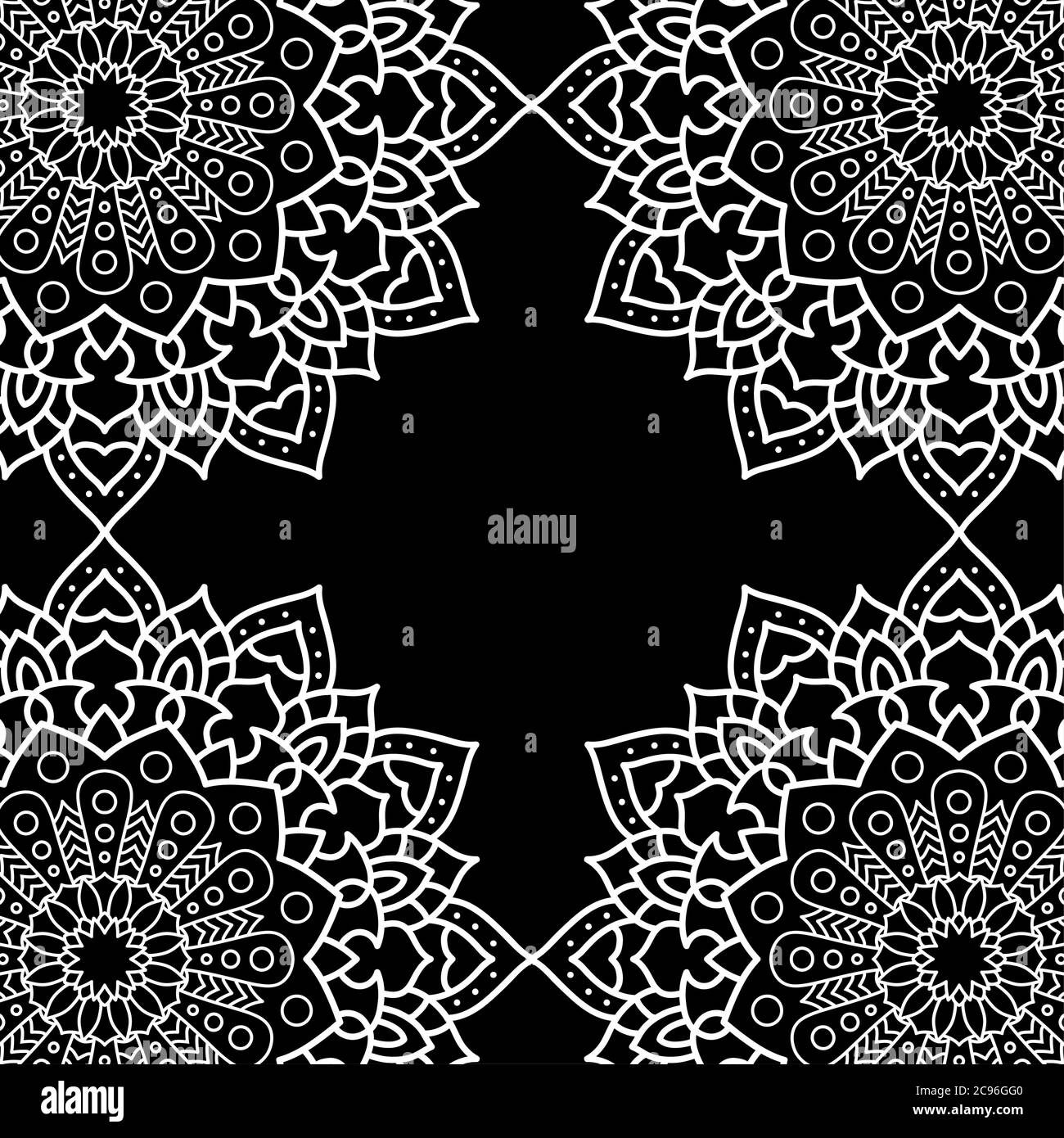 decorative floral monochrome mandala ethnicity frame in black ...