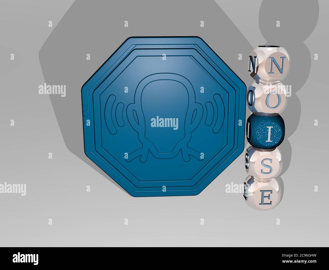 3D illustration of noise graphics and text around the icon made by ...