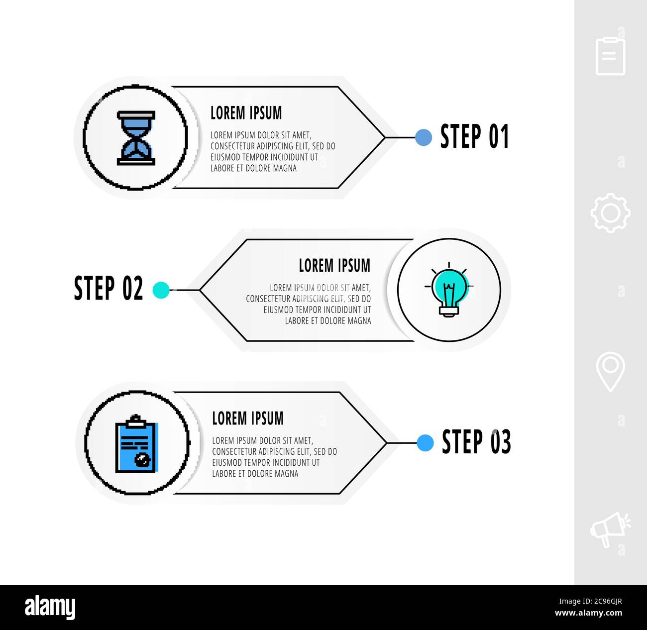 Vector circle infographics with 3 arrows. Three step line template ...