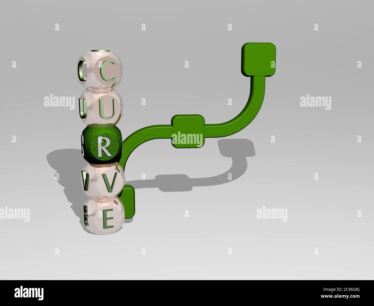 3D graphical image of curve vertically along with text built around the ...