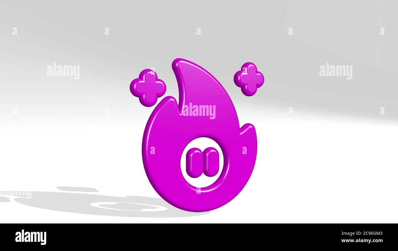 VIDEO GAME MARIO FLAME from a perspective with the shadow. A thick ...