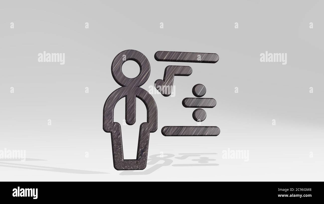 school teacher maths casting shadow with two lights. 3D illustration of ...