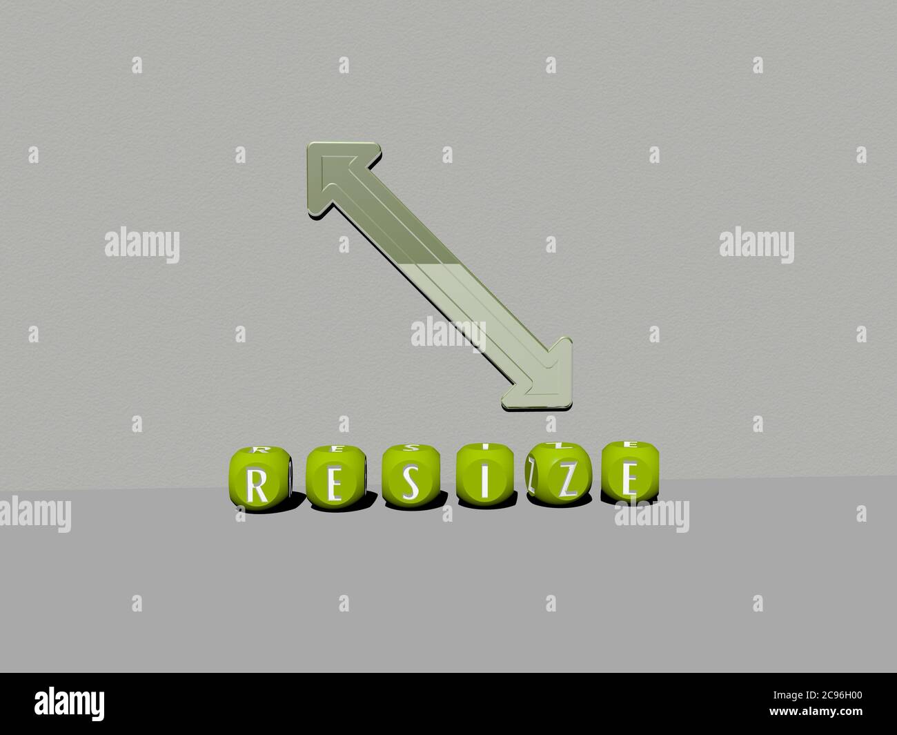 3D graphical image of resize vertically along with text built by ...